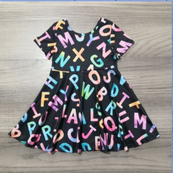 Dresses | Back To School Girls Abc Alphabet Short Sleeve Black Dress ...